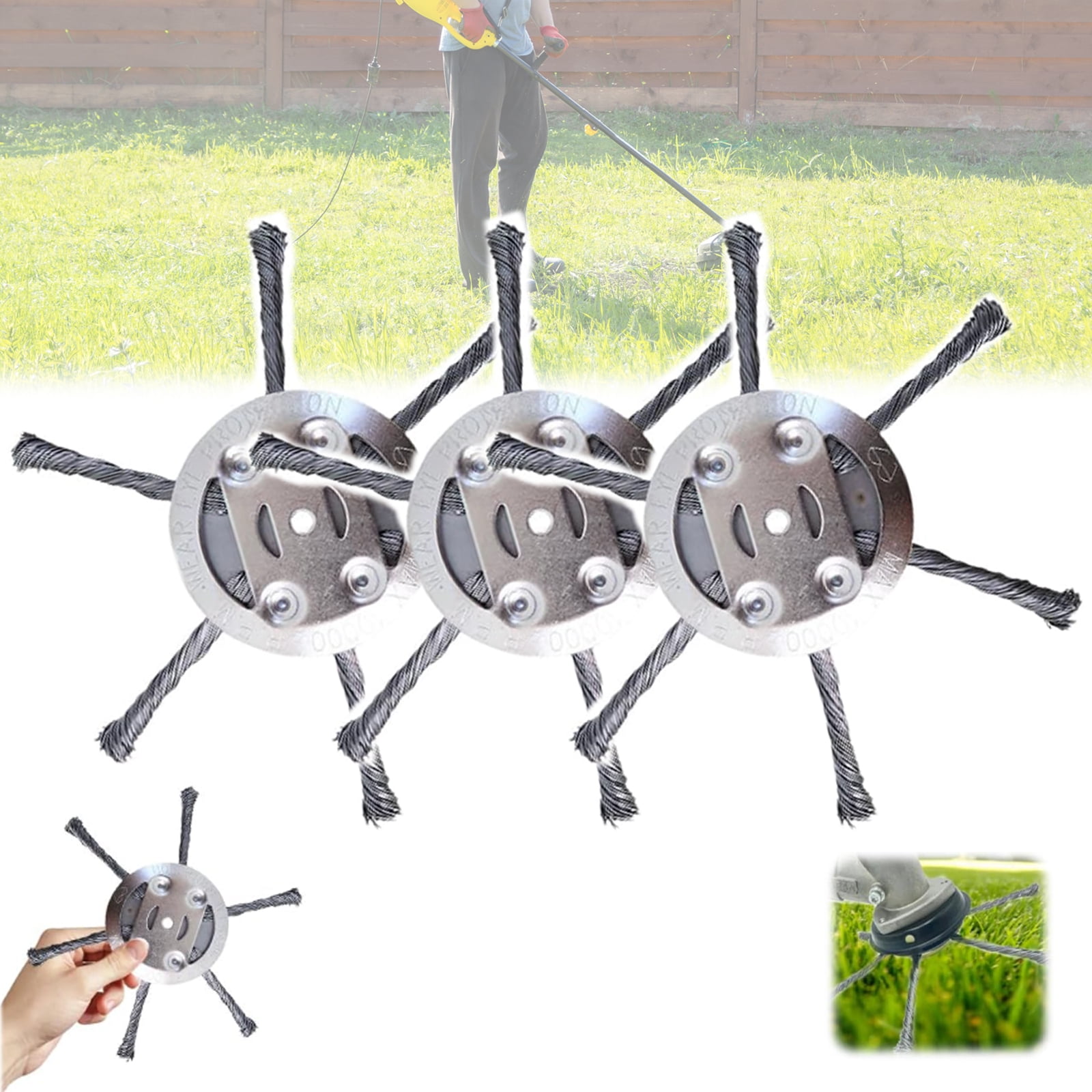 3pcs Steel Wire Grass Trimmer Head, 2025 New Wire Trimmer Head Replacement for Electric Battery ...