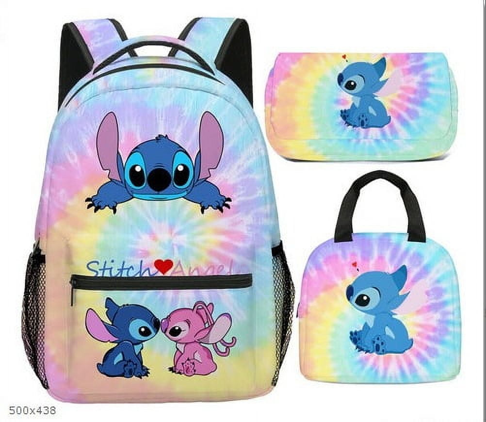 3pcs Stitch Backpack Set - Large Capacity Bookbag with Lunch Bag ...