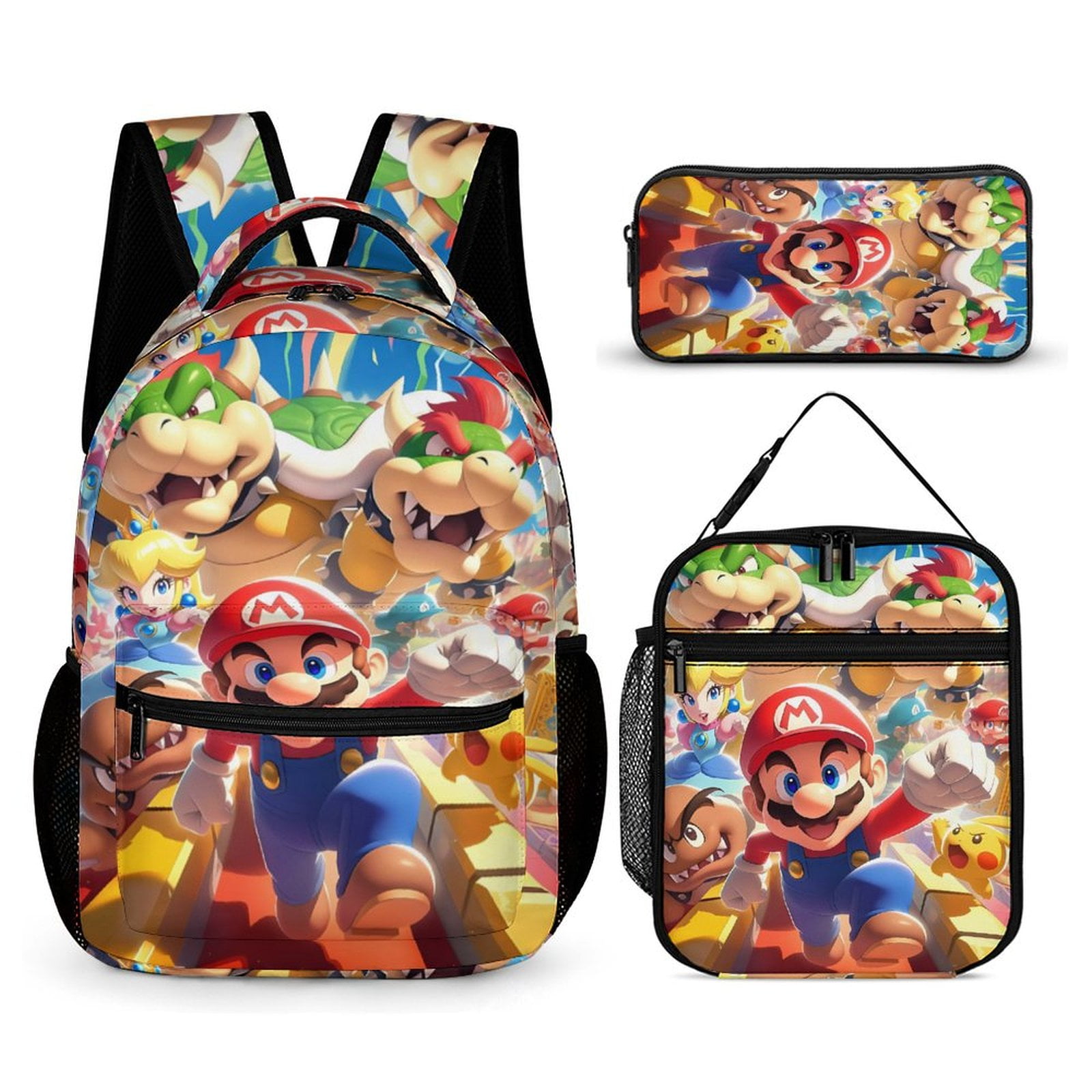 3pcs Super-Mario Backpack Set, Multi-functional Laptop Bag 17in Water ...