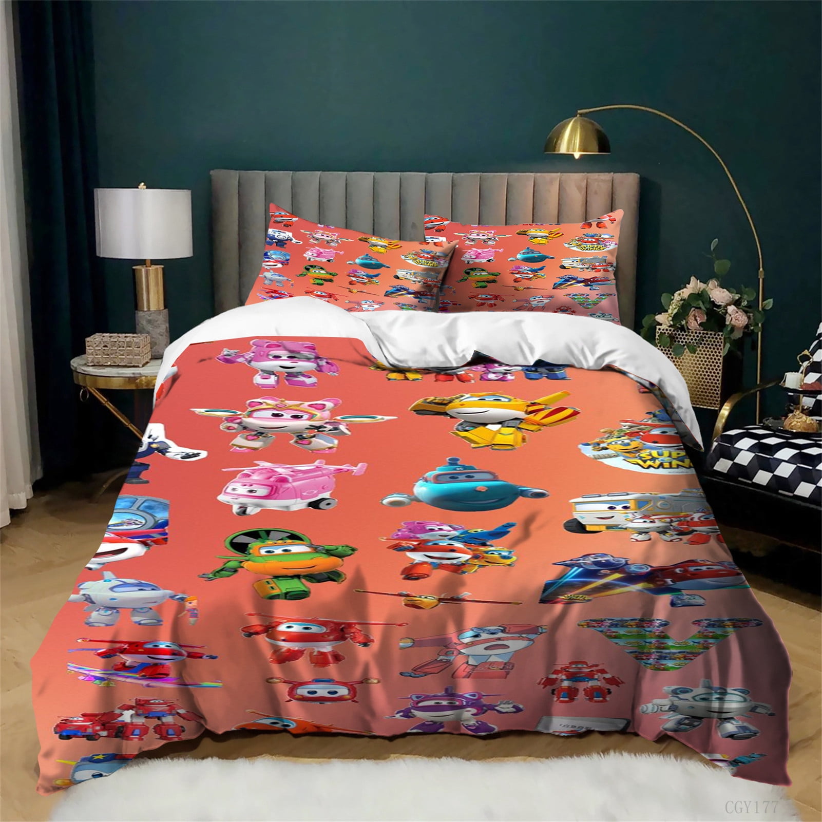 3pcs Super Wings Bedding Set Cartoon Lightweight Quilt Cover Set Soft ...