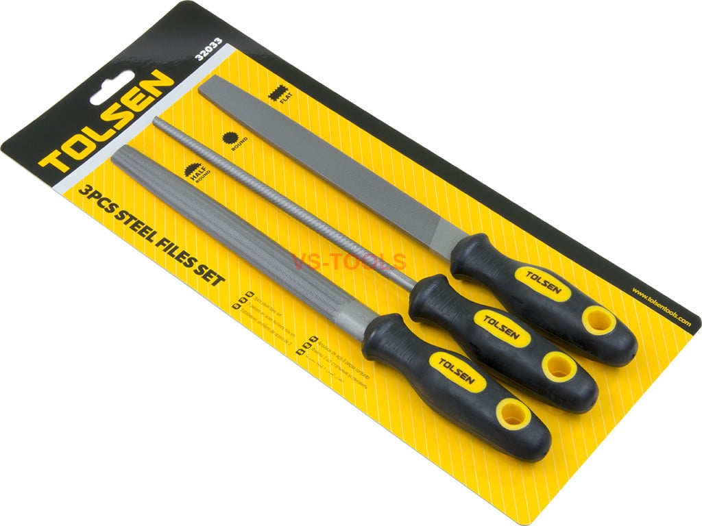 3pcs T12 Carbon Steel Rasp File Set Grinder Half Round Flat Metal Work ...