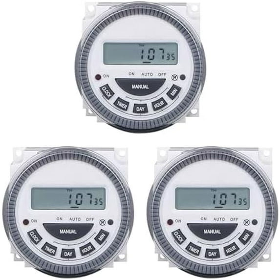 3pcs TM619 Timer Switch Digital LCD Power Timer Switch Weekly Programmable Thinner Model 16A ...