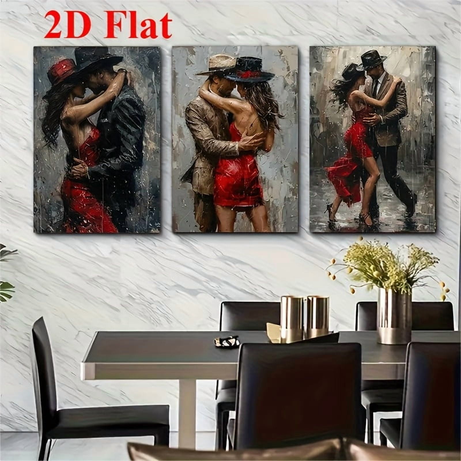 3pcs Tango Dance Canvas Wall Art Set, Frameless Modern Contemporary ...