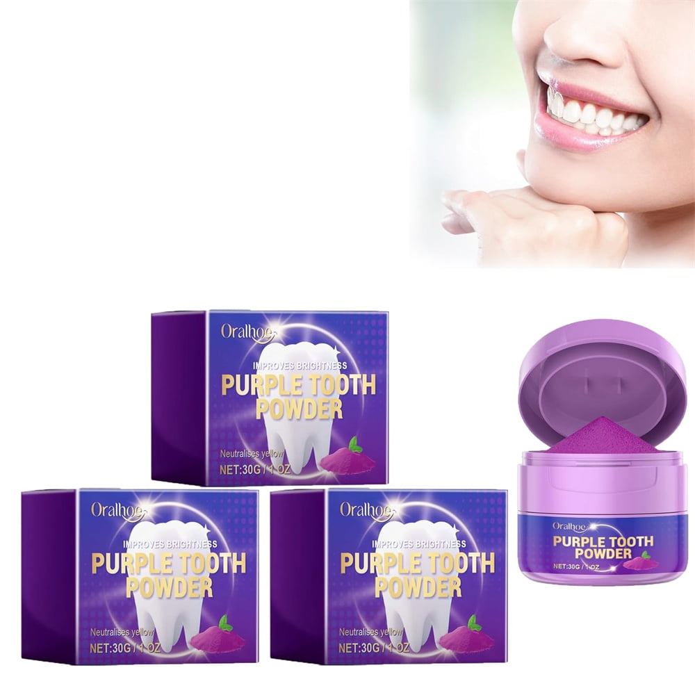 3pcs Teeth Whitening, Teeth Whitening Powder Grape & Mint Flavor Tooth ...