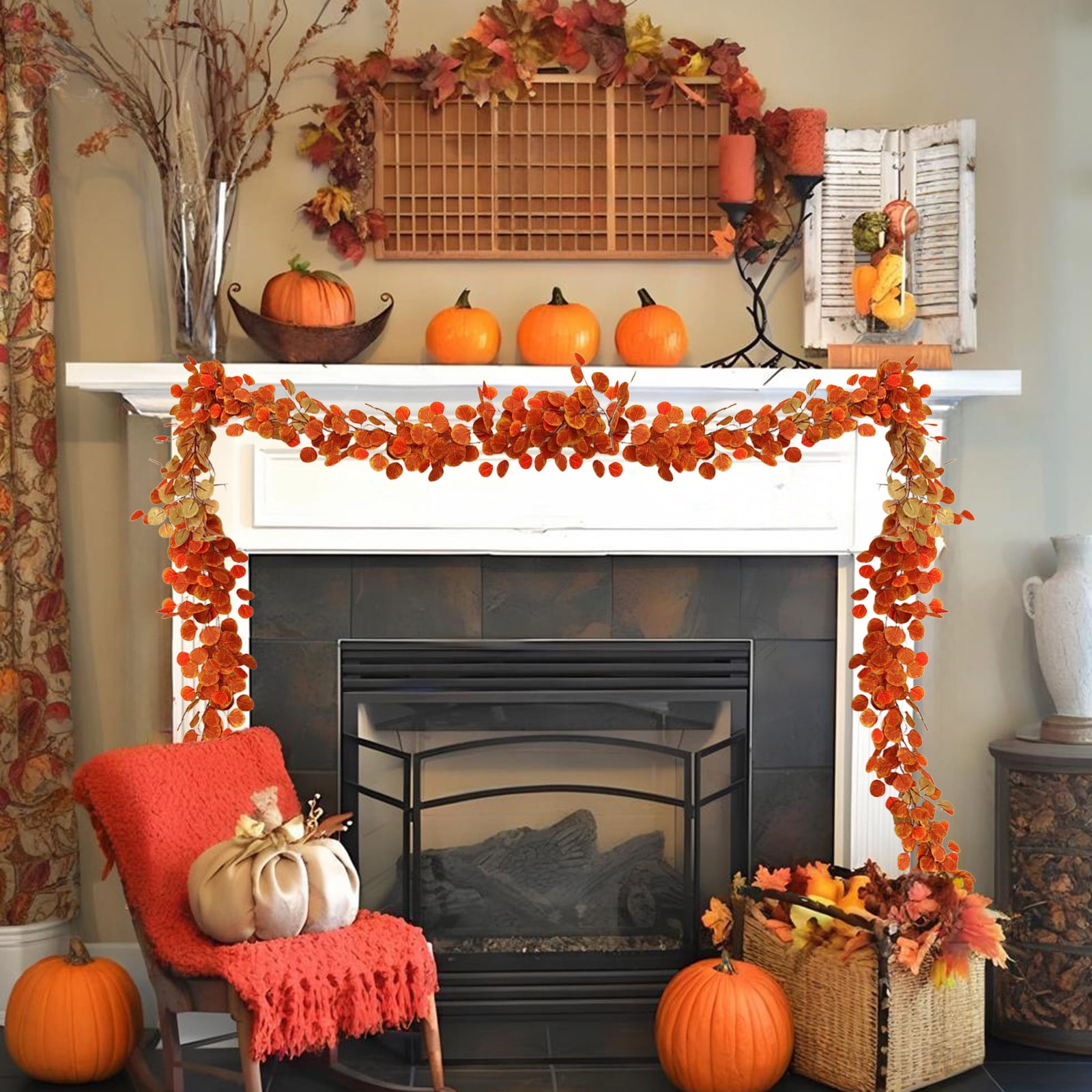 3pcs Thanksgiving Fall Decor Artificial Rattan Branches Decoration Leaves Branches Festival ...