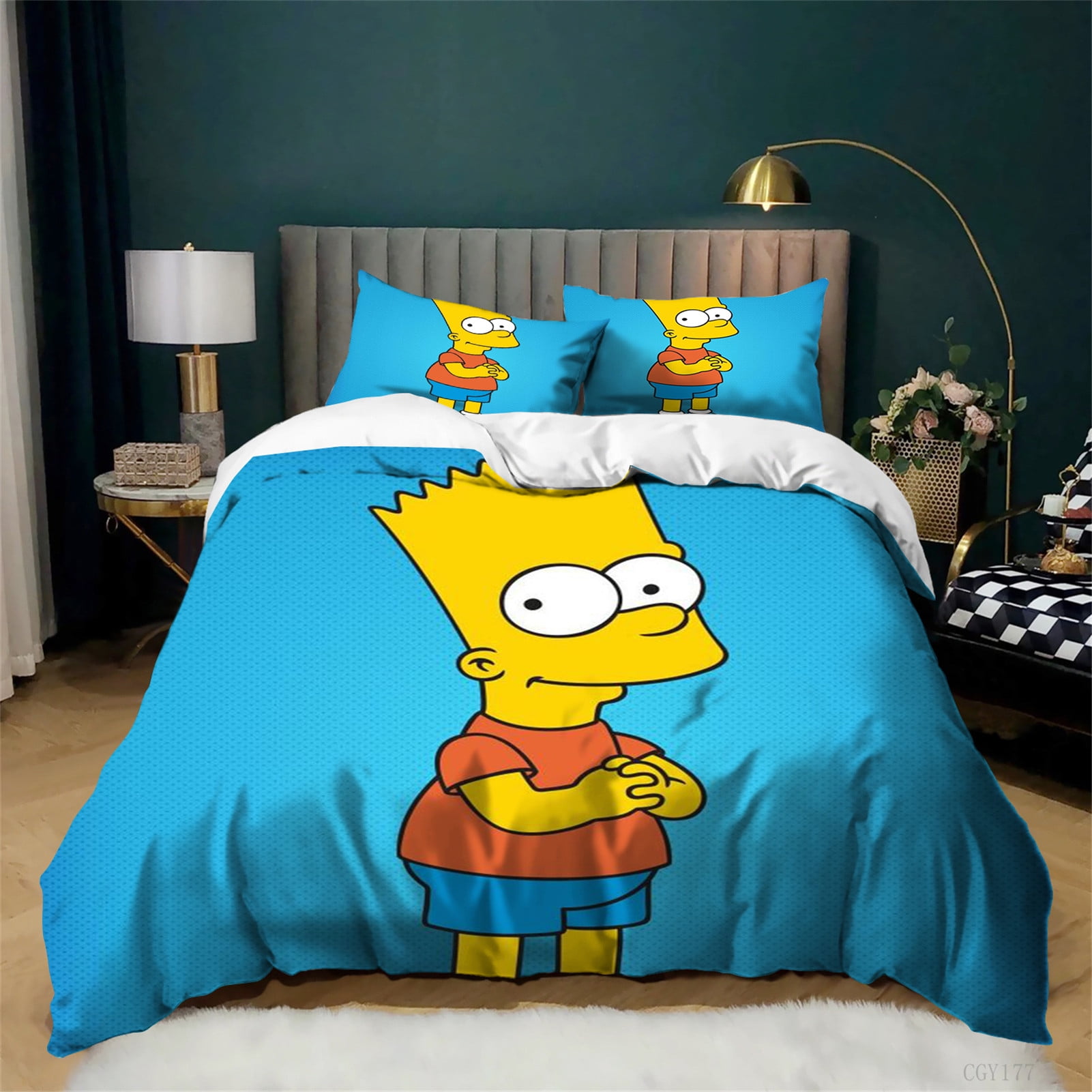 3pcs The Simp-sons Bedding Set Soft Breathable Quilt Cover Kids Bedroom ...