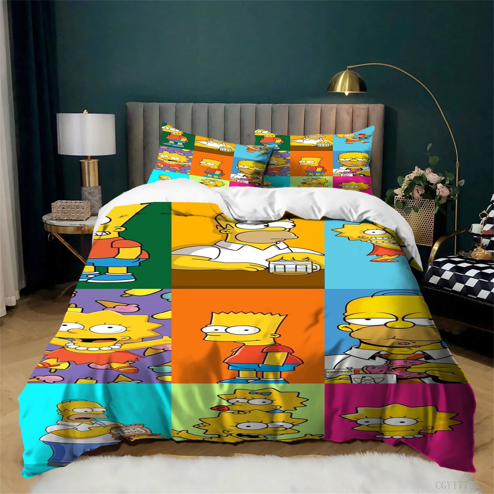 3pcs The Simp-sons Bedding Set Soft Breathable Quilt Cover Kids Bedroom ...
