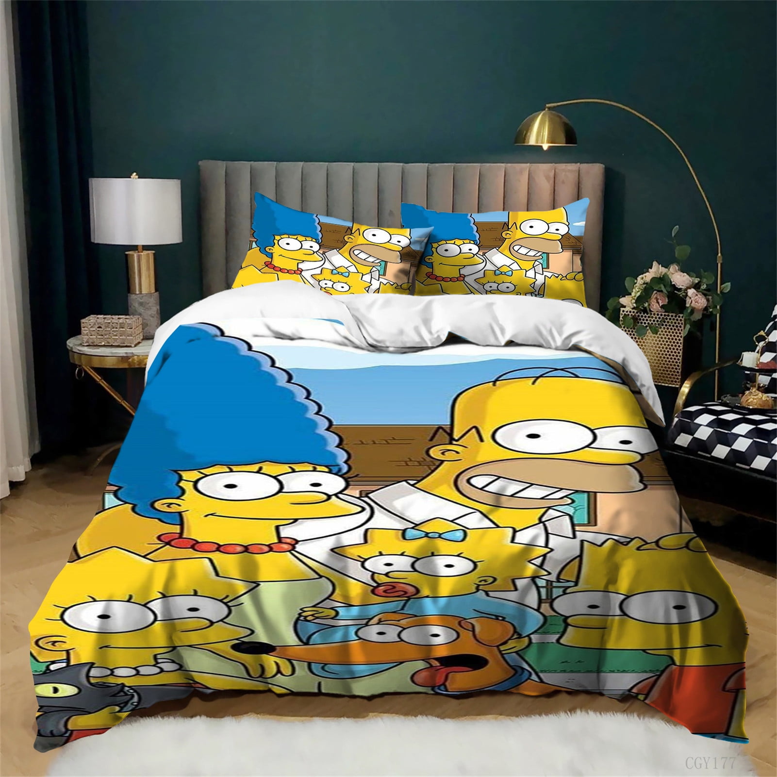 3pcs The Simpsons Bedding Duvet Cover Set Cartoon Lightweight Soft ...
