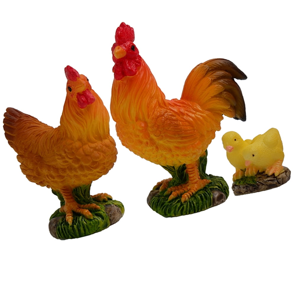 3pcs Tiny Chicken Figurines Mini Garden Chicken Figurines Micro ...