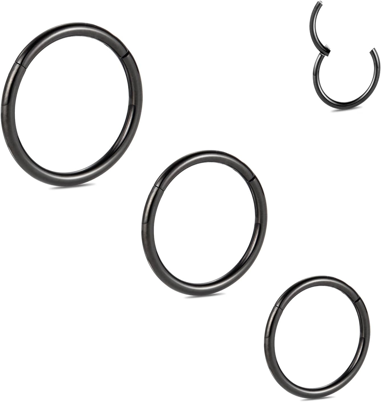 3pcs Titanium Nose Hoop Ring Set 20G 18G 16G Septum Ring Seamless ...