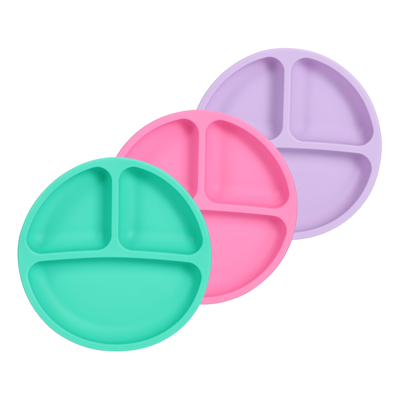 3pcs Toddler Plates with Suction, 100% Safe BPA Free Soft Toddler ...