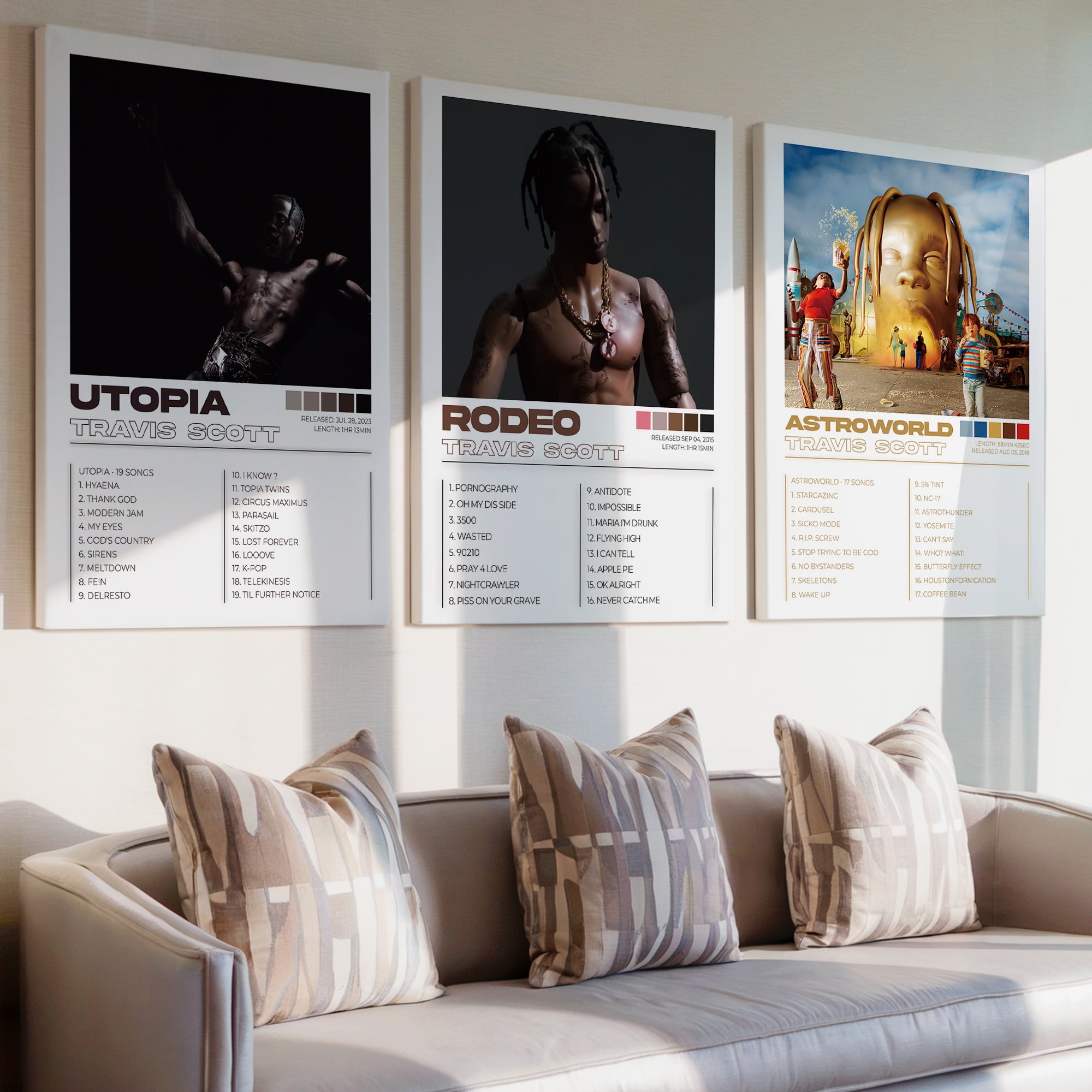 3pcs Travis Scott Album Decorative Painting, Canvas 8x12inch Inner ...