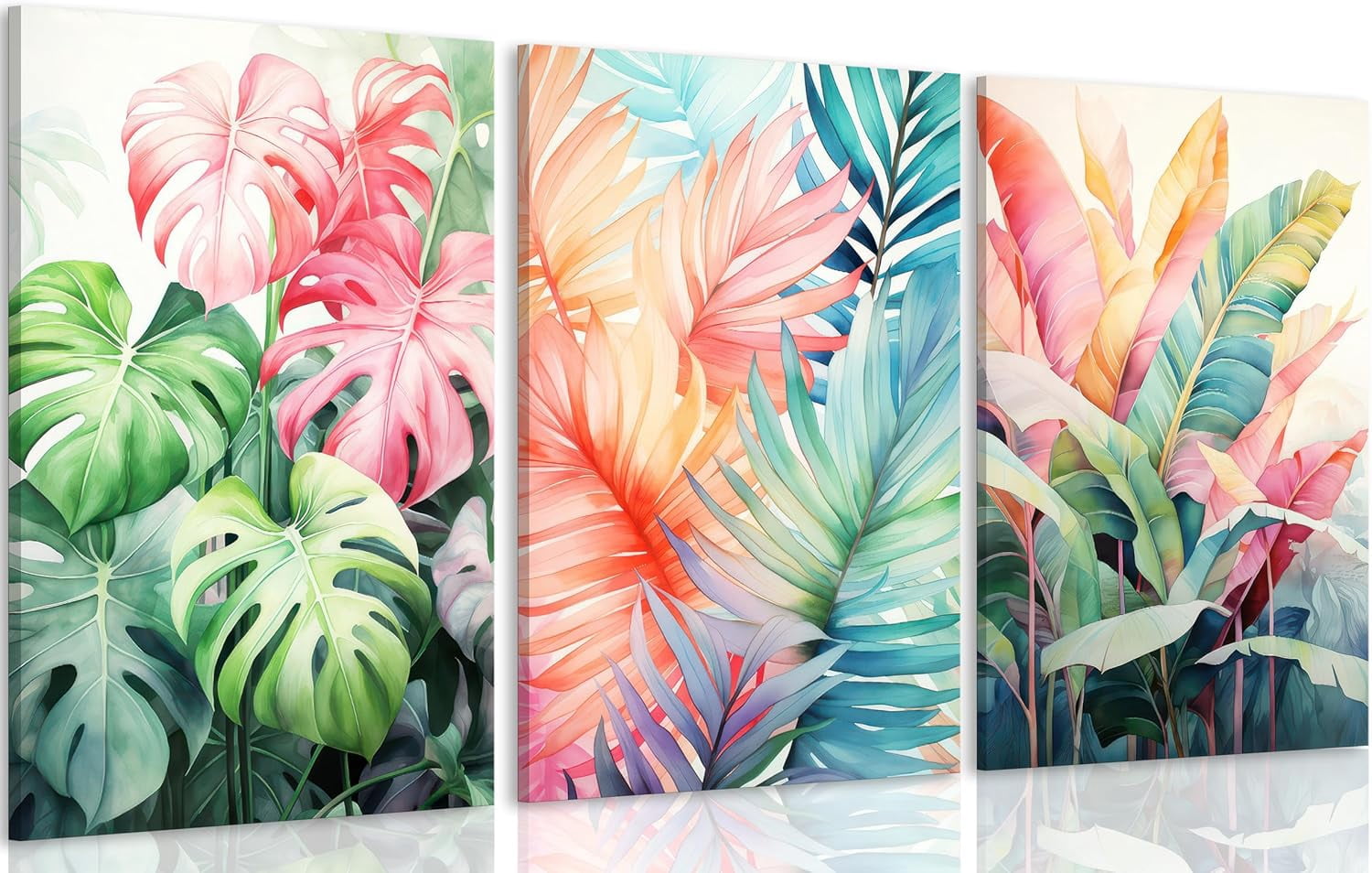 3pcs Tropical Botanical Canvas Wall Art Monstera Leaves Posters ...