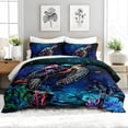 3pcs Underwater Turtle Comforter Set, Ocean Sea Life Bedding Set for ...