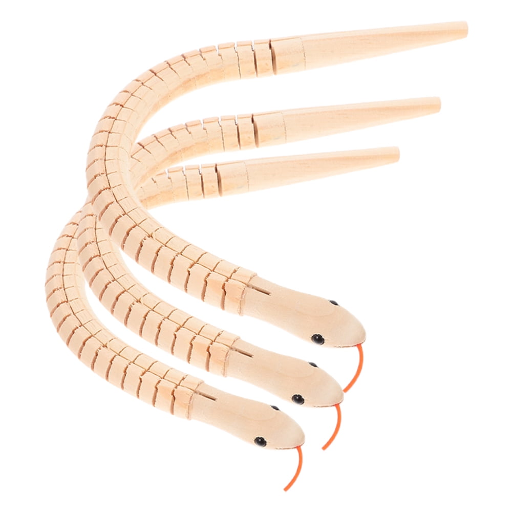 3pcs Unfinished Wooden Snakes Wood Wiggly Snakes Flexible Snake Toy ...