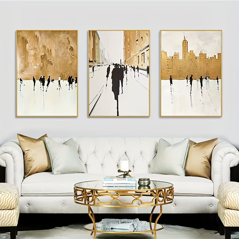 3pcs Unframed 100%HD Pure Hand-Painted Decorative Hanging Painting Oil ...