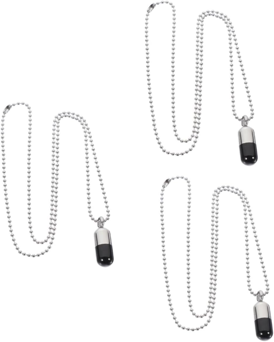 3pcs Unique Capsules Pendant Charm Necklace for Women Vial Style Pill ...