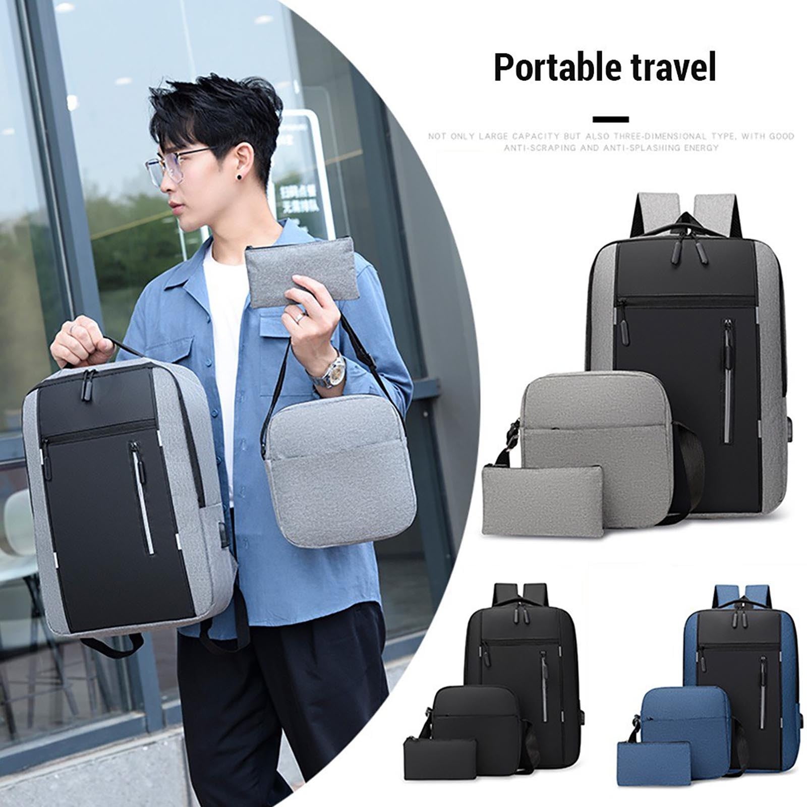 3pcs Usb Charging Travel Backpack Set Water-resistant Business Daypack ...