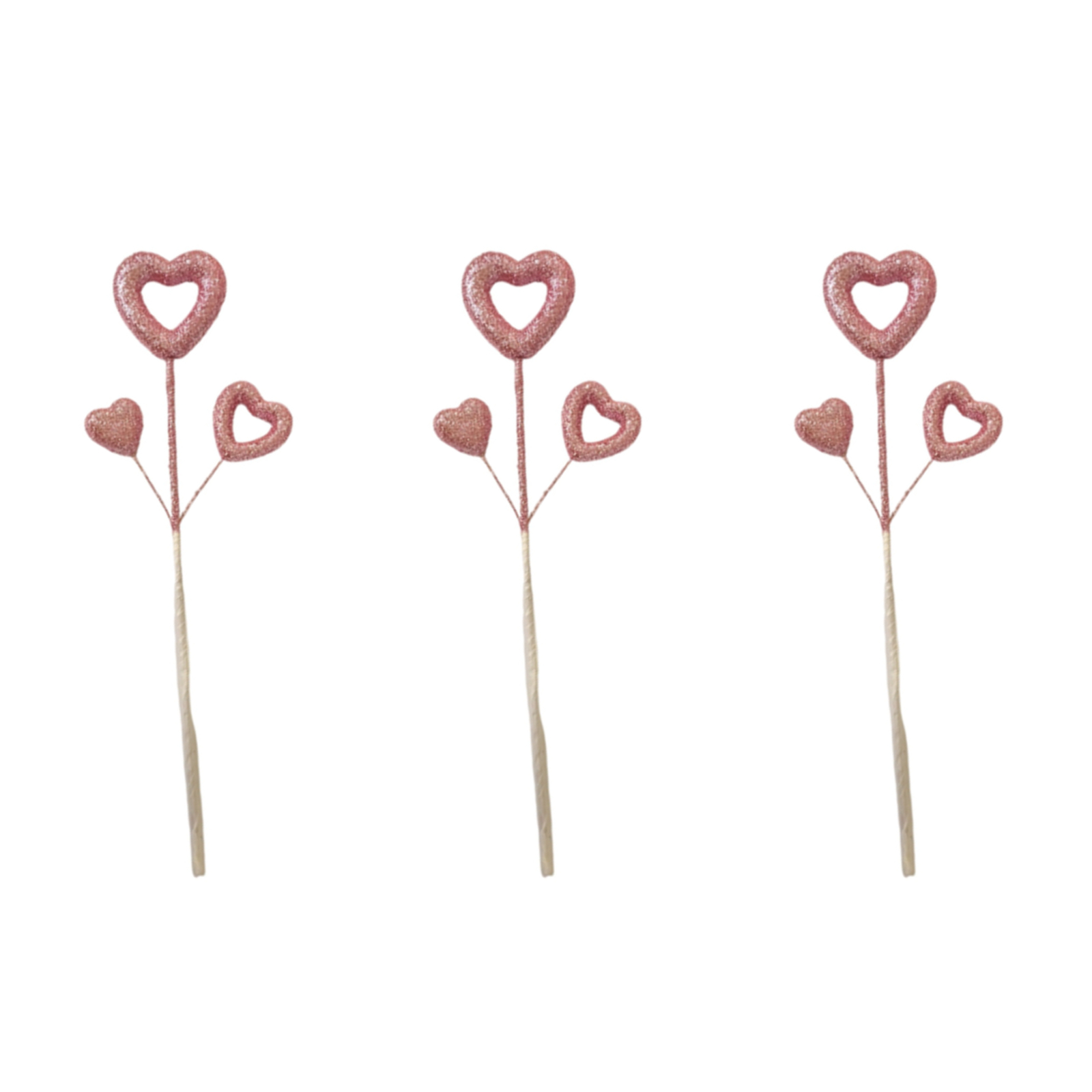 3pcs Valentine's Day Glitter Heart Foam Picks Sparkly Heart on Sticks ...