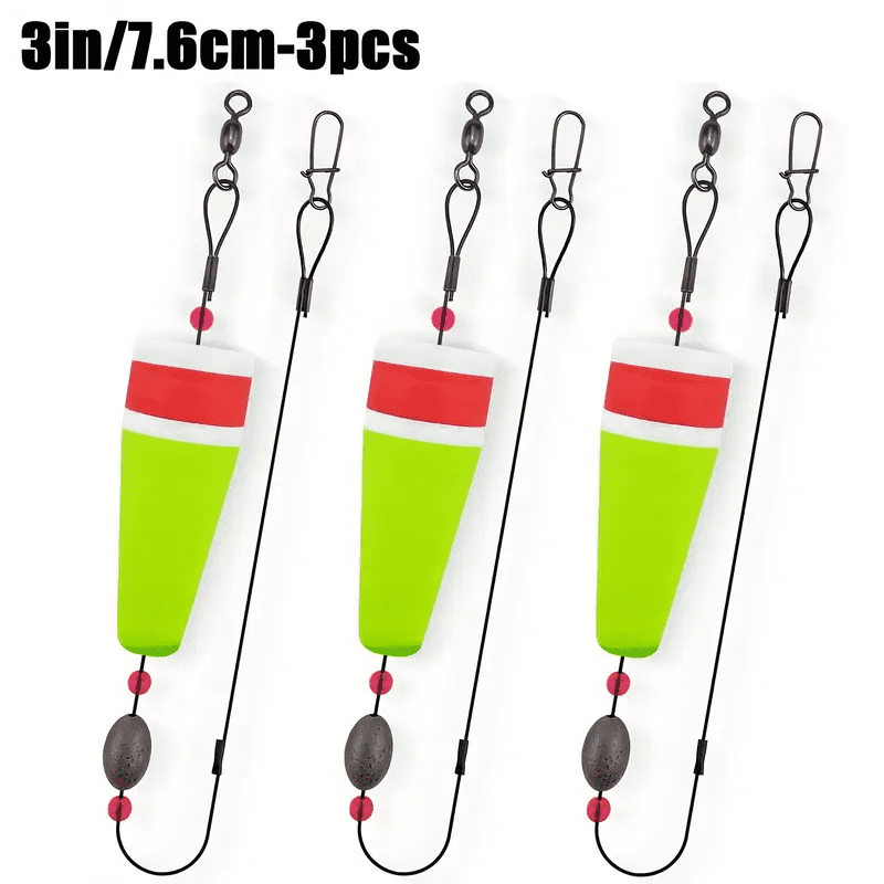 3pcs Vertical Float Fishing Popping Corks, Weighted Rattle Floats for ...