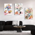 3pcs Vibrant Cat and Flower Canvas Art Prints - Frameless Wall Decor ...
