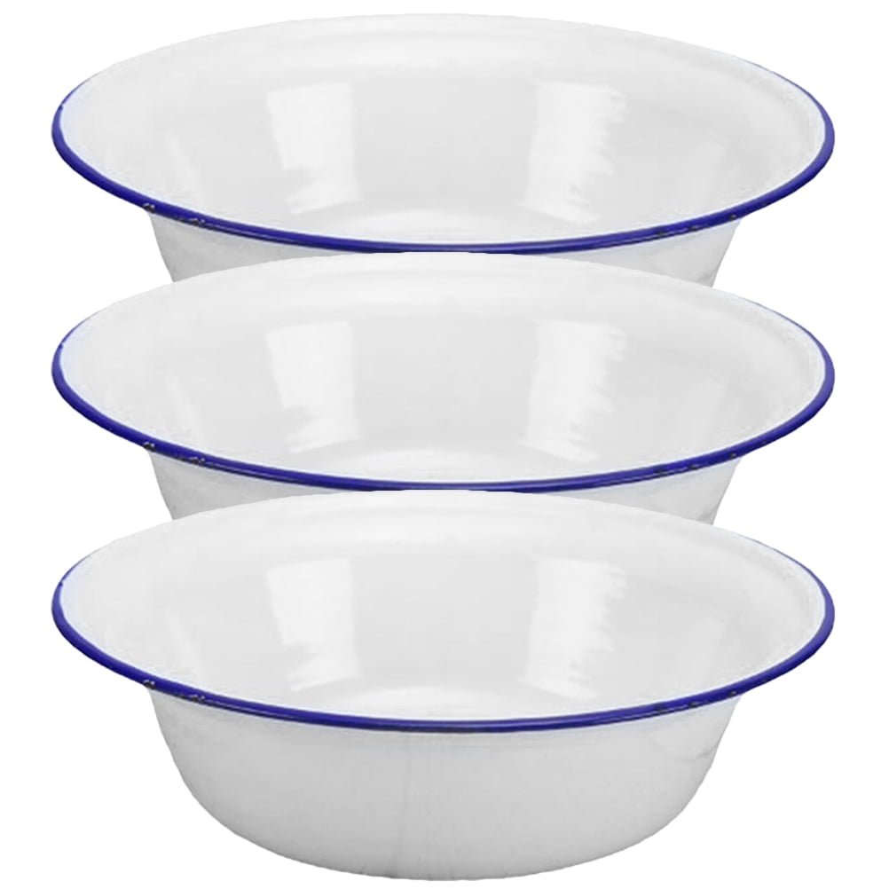 TOPBATHY1 3pcs Vintage Enamel Bowl, Large-capacity Soup Salad Bowl ...