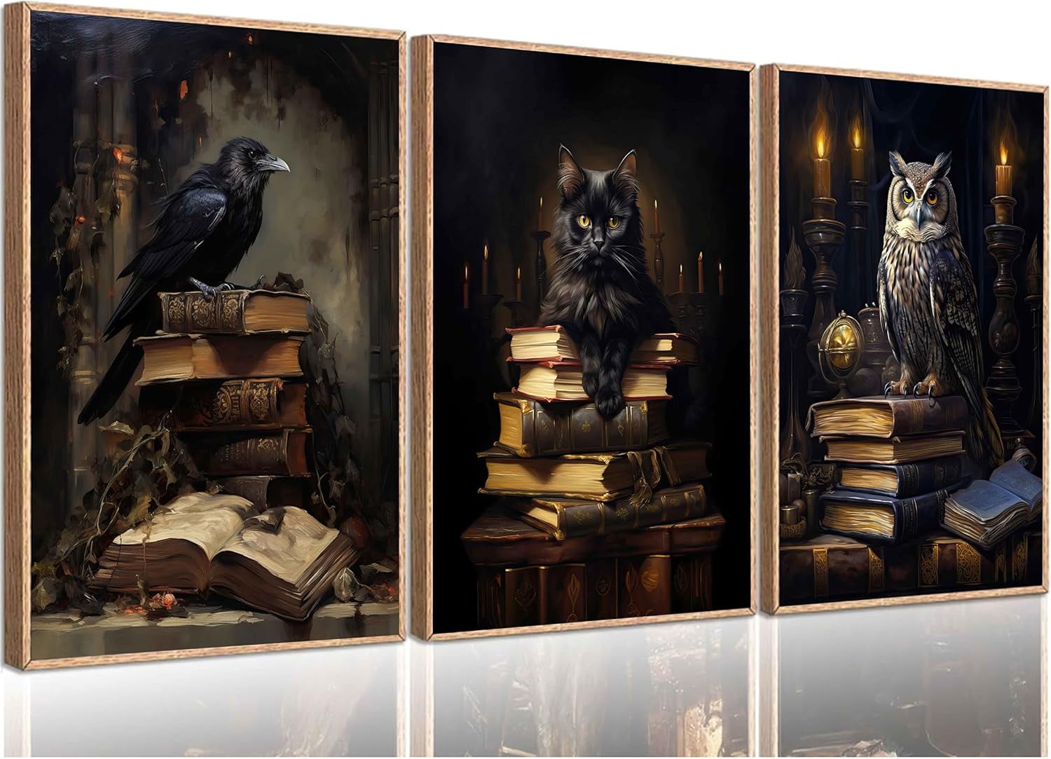 3pcs Vintage gothic insect art poster Wall Art Dark Dragonfly Canvas ...