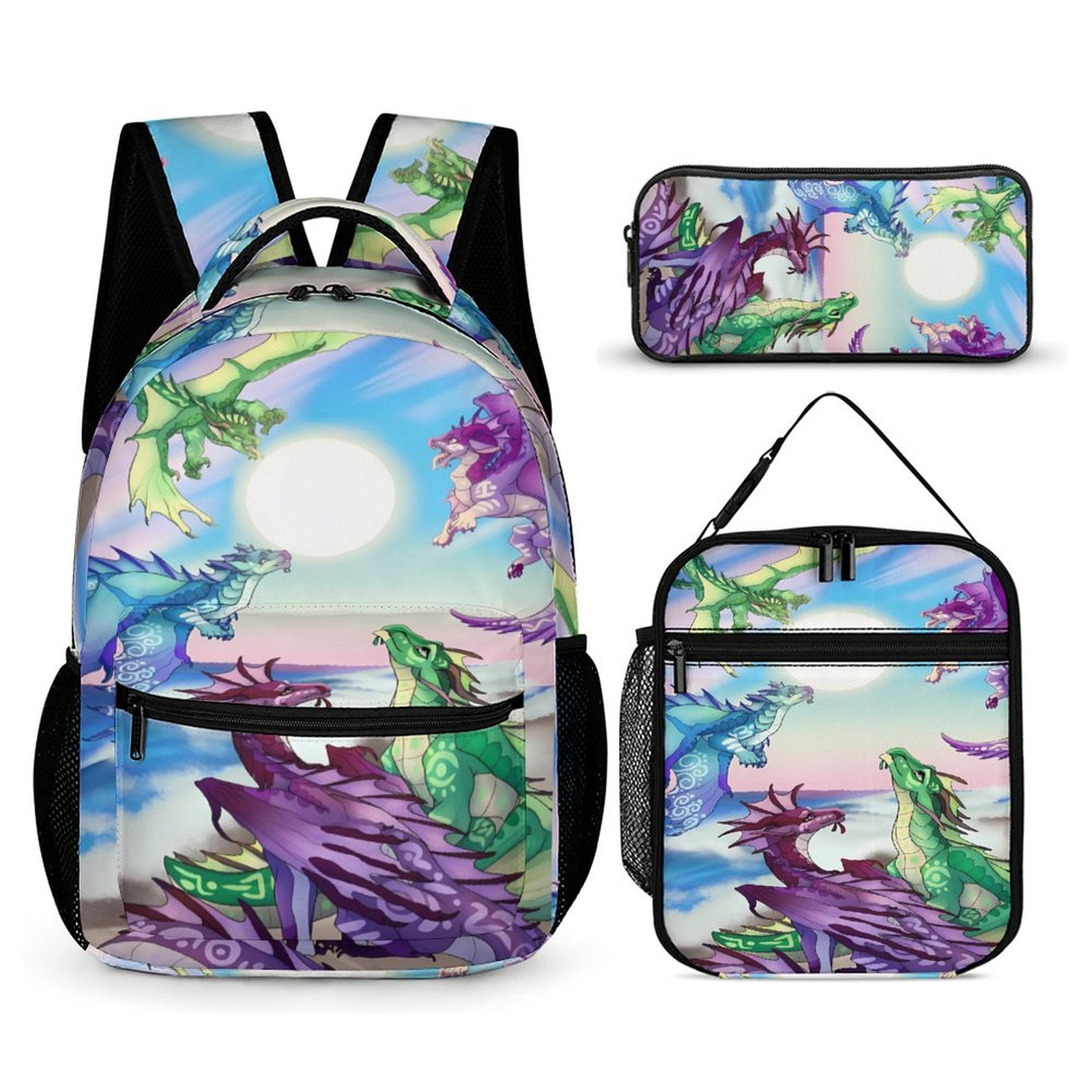 3pcs W_ings of Fire Backpack Set, Large Capacity Double Backpack With ...