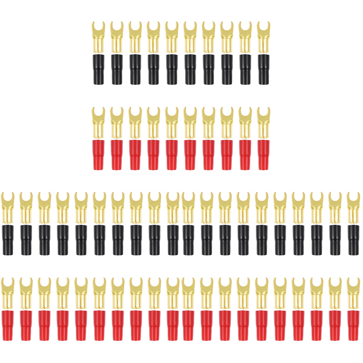 3pcs WAKAUTO 10 Pairs Copper Gold Plated 8GA Spade Terminal Spade Fork ...