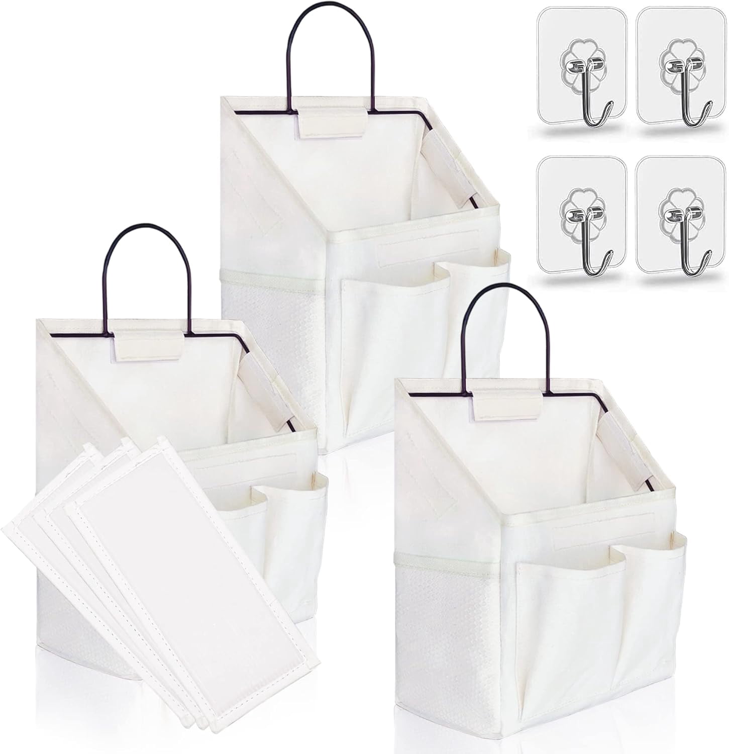 3pcs Wall Hanging Organizer Bag, Linen Fabric Door Hanging Storage ...