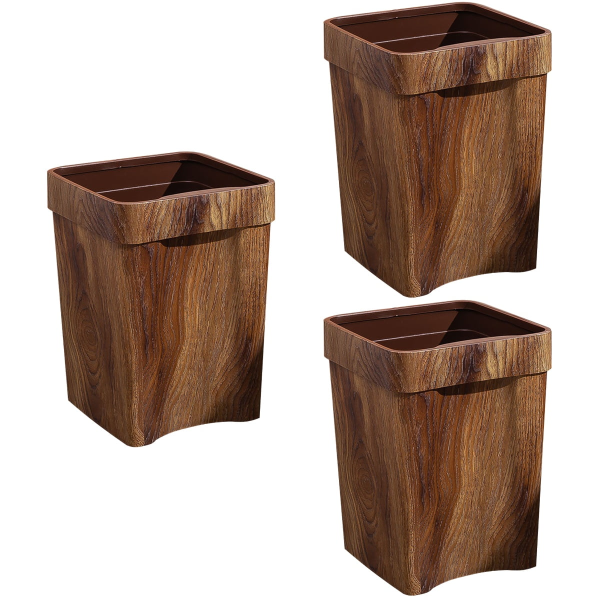 3pcs Waste Bin Waste Storage Bin Garbage Can Imitation Wood Grain Waste ...