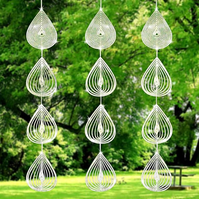 3pcs Water Droplets Bird Reflectors, Metal Disc Highly Reflective ...