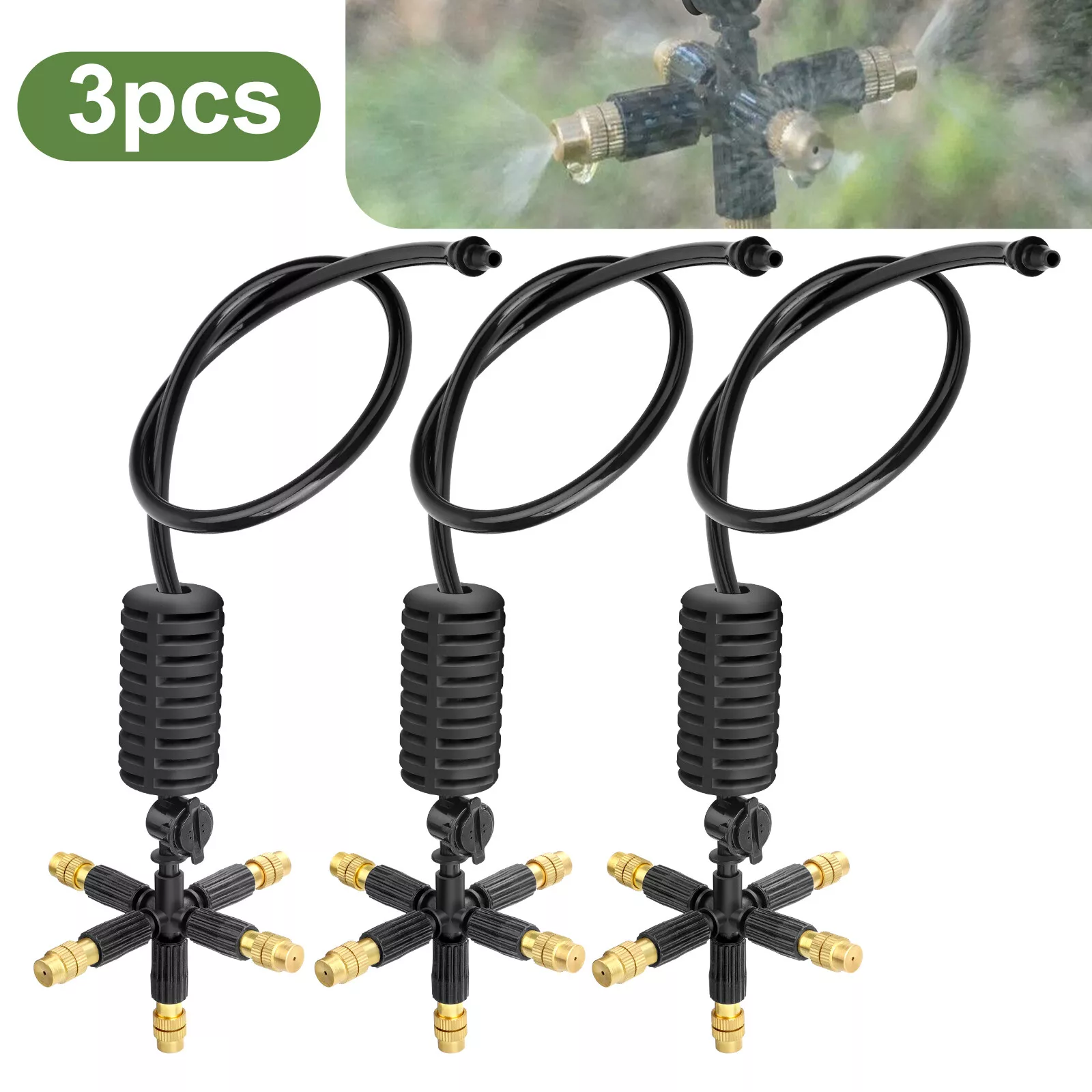 3pcs Water Mister Nozzles 5-way Misting Cooling System for Outdoor ...