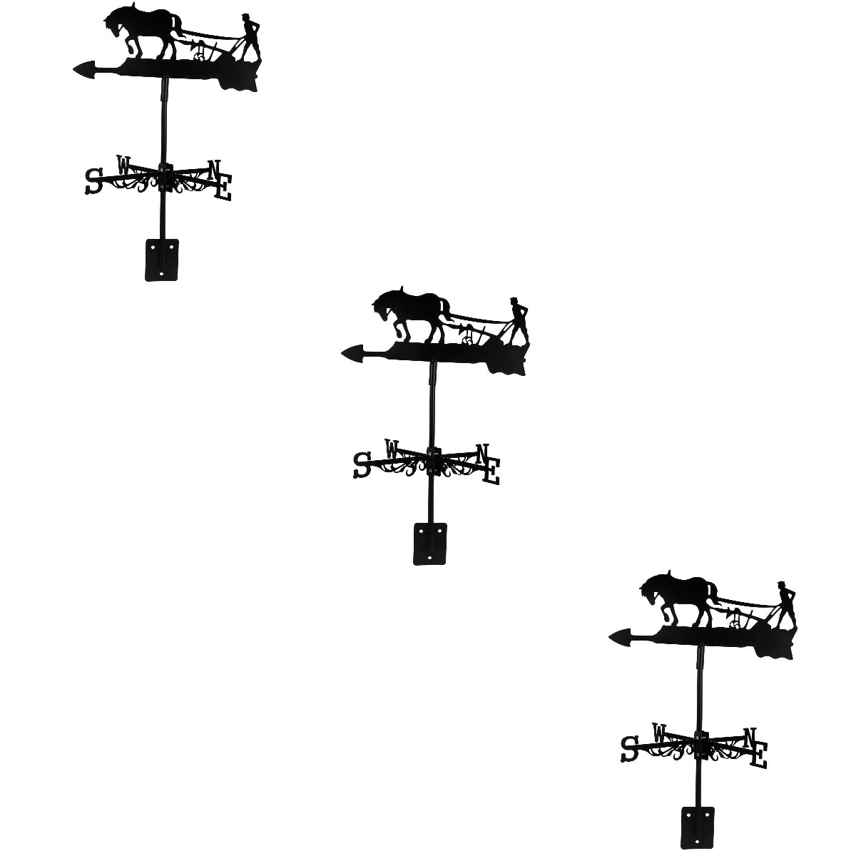 3pcs Weather Vane Backyard Roof Mounted Horse Weathervane Roof Mount ...