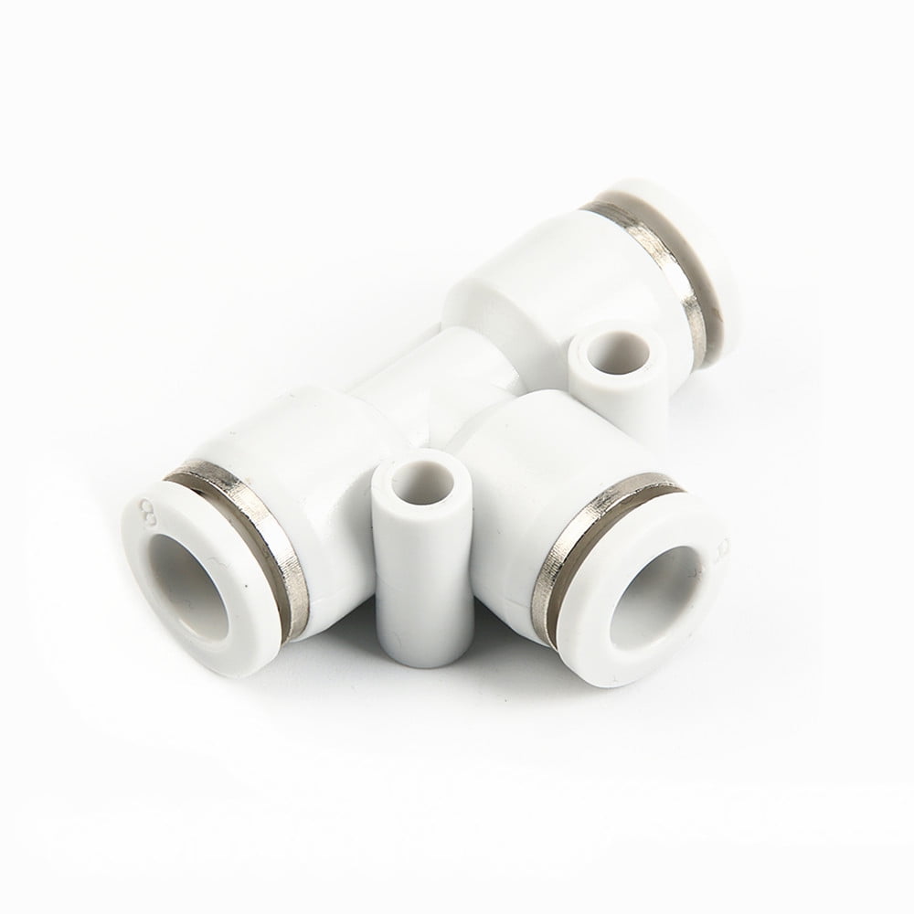 3pcs White 3 Way T shaped Tee Pneumatic Fittings PE 4mm to 16mm OD Hose ...