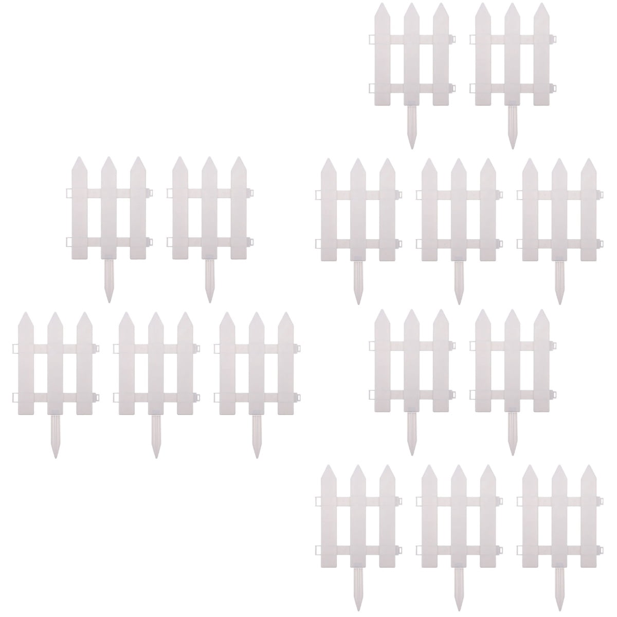 3pcs White Garden Fence Pickets Grass Lawn Flowerbeds Borders Rail ...
