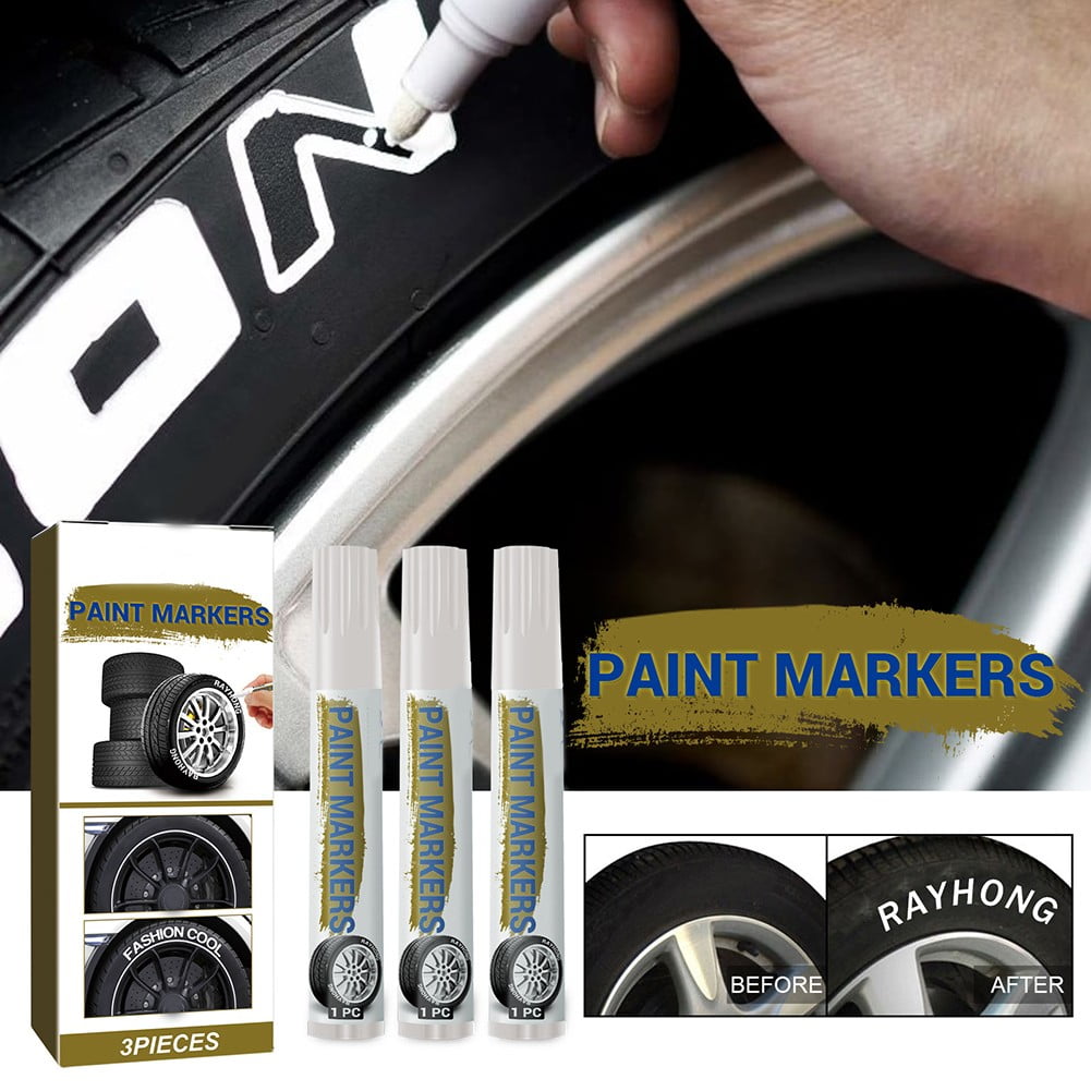 3Pcs White Paint Marker Pen for Car Tyre Drawing Art Craft Permanent ...
