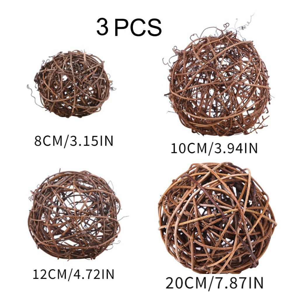 3pcs Wicker Rattan Balls, Garden, Wedding, Party Decorative Crafts ...
