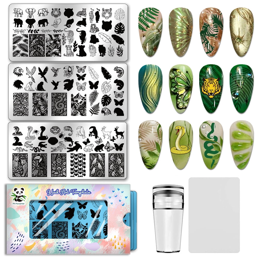 3pcs Wild Animals Nail Stamping Plates Birds Nails Art Templates Tigers ...