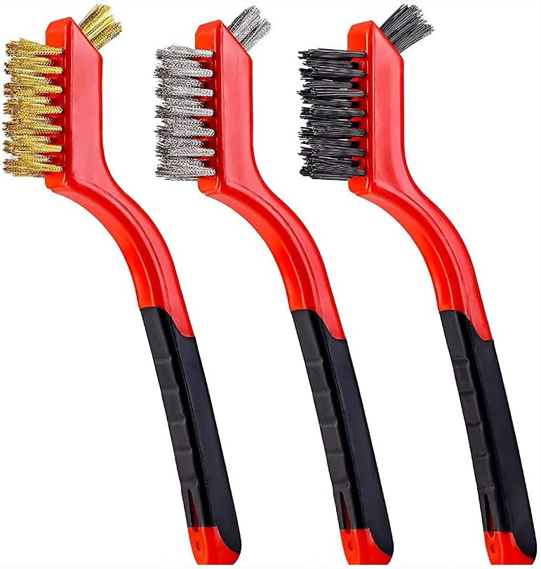 3pcs Wire Brush Set Stainless Steel Copper Wire with Curved Handle Grip ...
