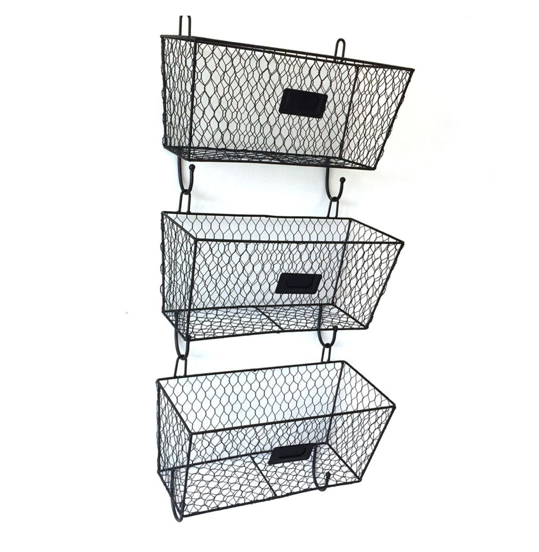 3pcs Wire Letter Mail Mount Metal Rack Basket Vintage Triple Organizer ...