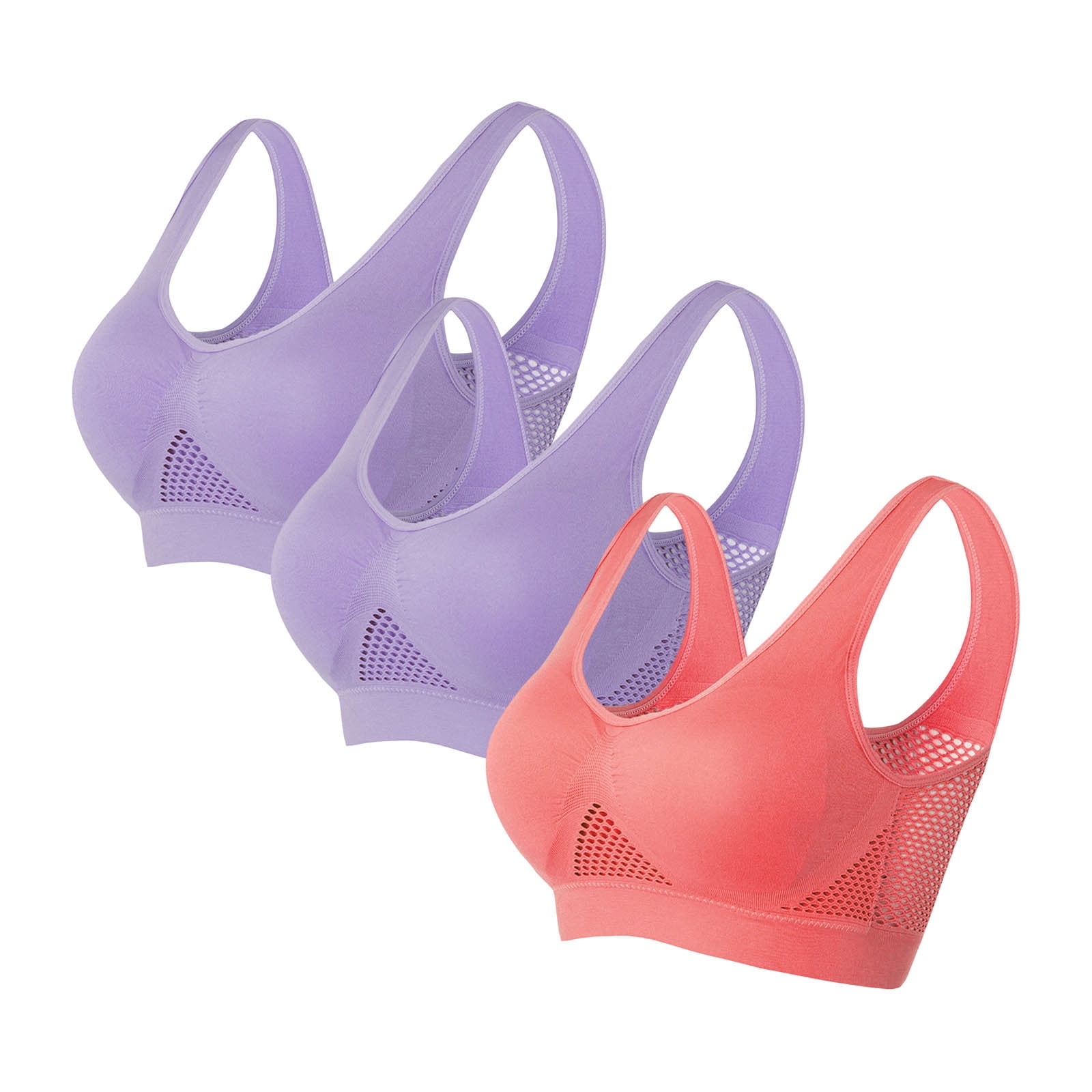 3pcs Women Seamless Sports Bra Wirefree Yoga Bra With Removable Pads ...