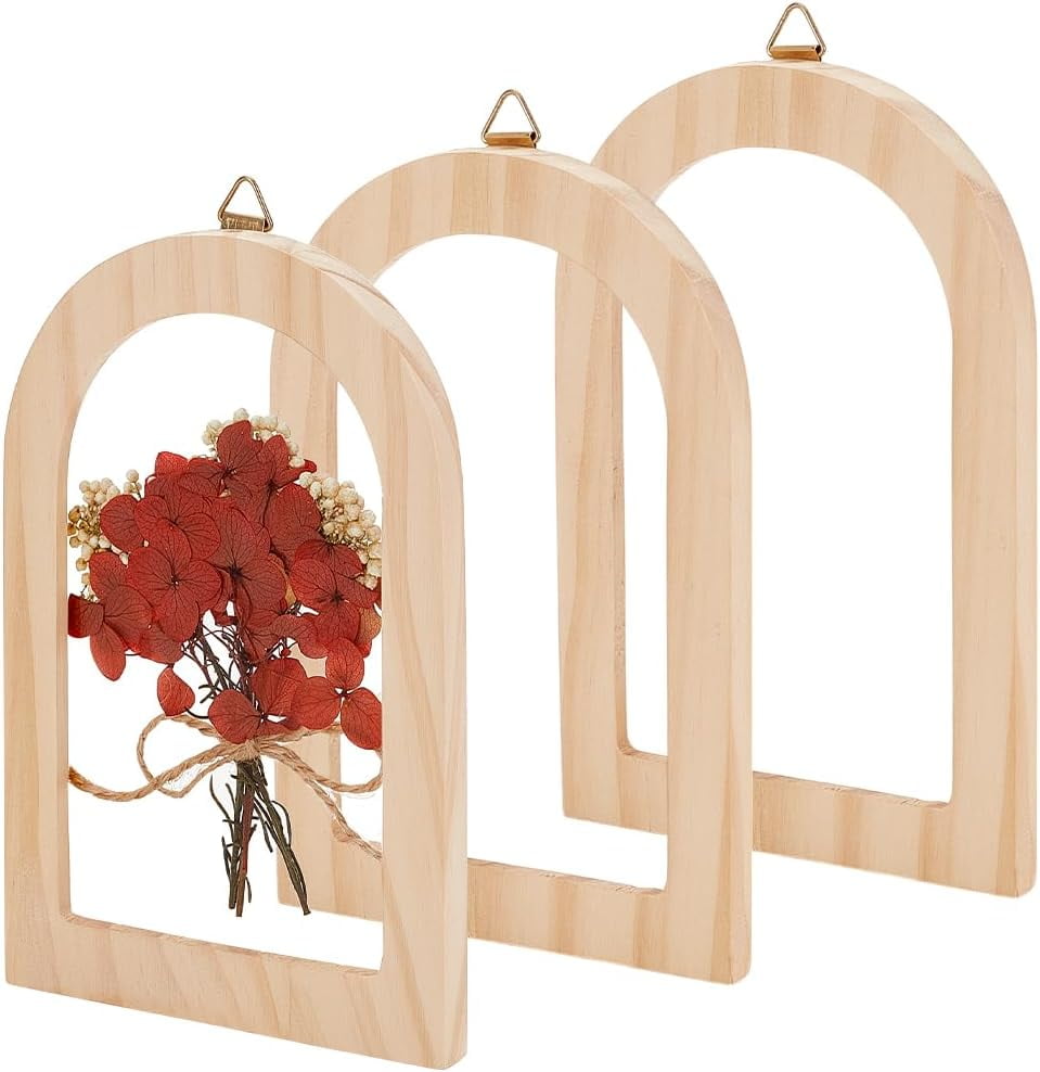 3pcs Wood Arch Picture Frames 6.3x4 inch Unfinished Solid Wood Picture ...