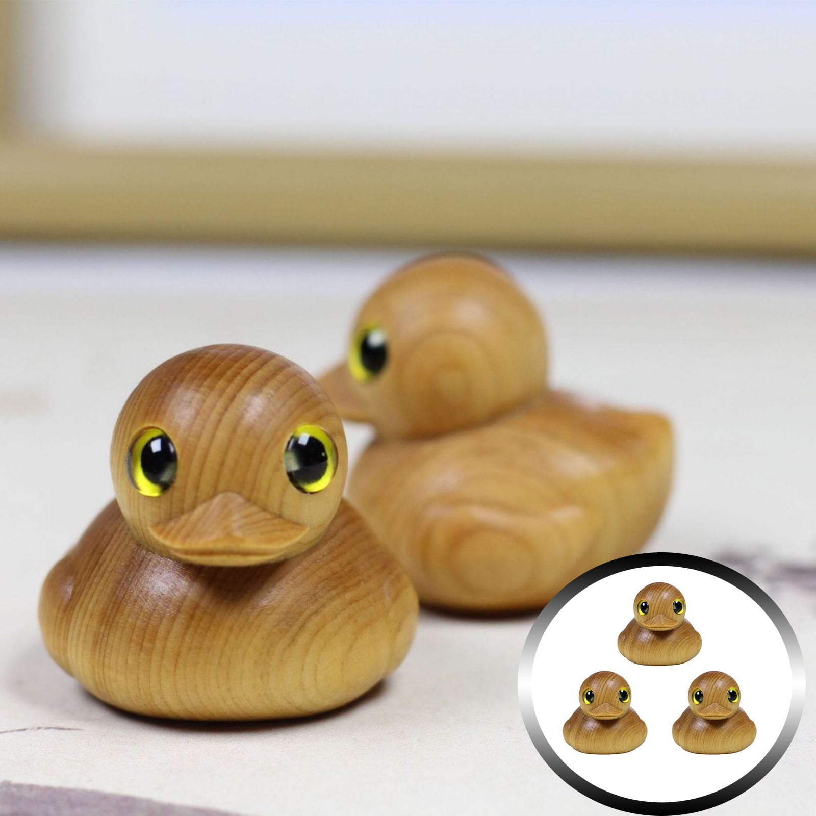 3pcs Wooden Duck Shaped Decoration, Portable Small Duck Sculptures Cute ...