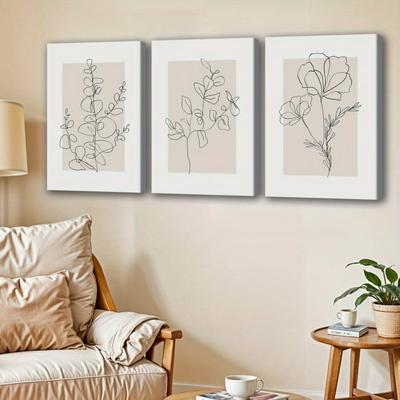 3pcs Wooden Framed Canvas, Plant Beauty Poster, Fantasy Decorations ...
