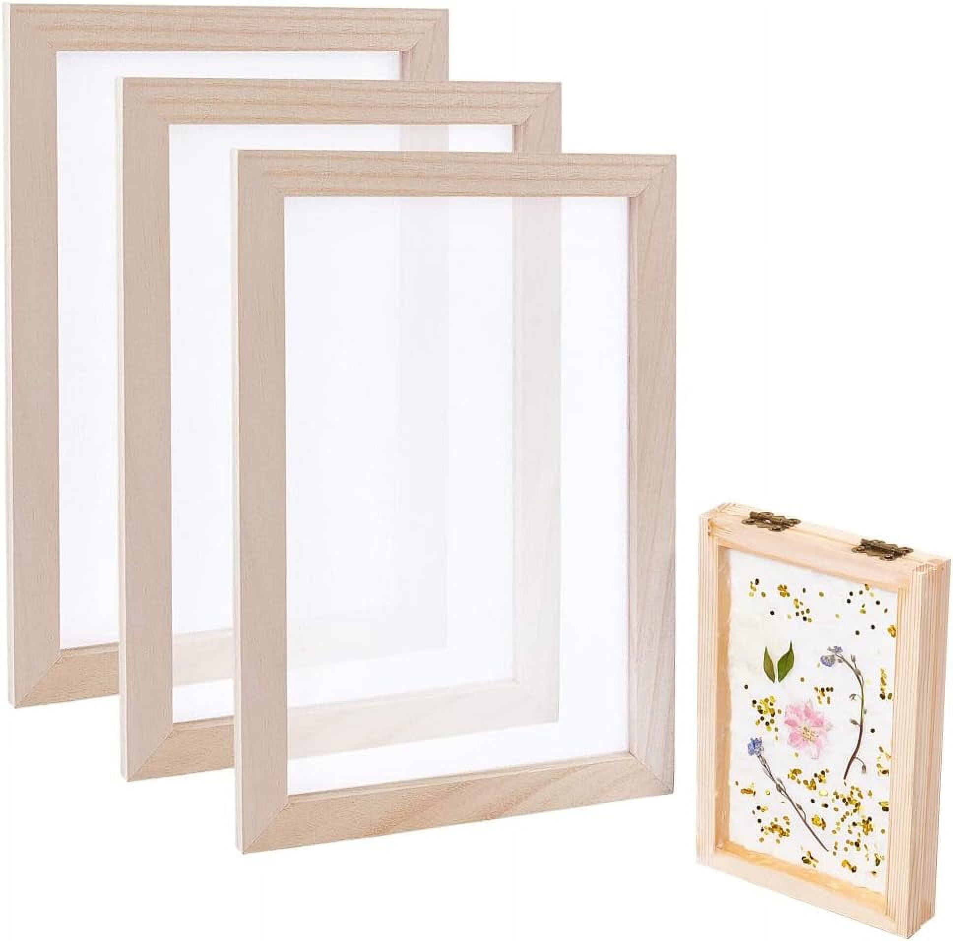 3pcs Wooden Paper Making Papermaking Mould Frame Screen Tools Rectangle ...