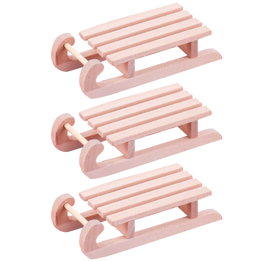 ifundom Small Sleigh Wooden Sleigh Models Beige 3Pcs - Walmart.com