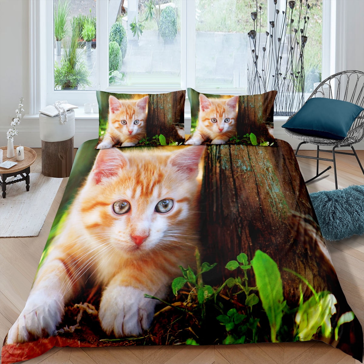 3pcs animal cat 3D printing quilt cover, Cute Cat 3D Digital Printing ...