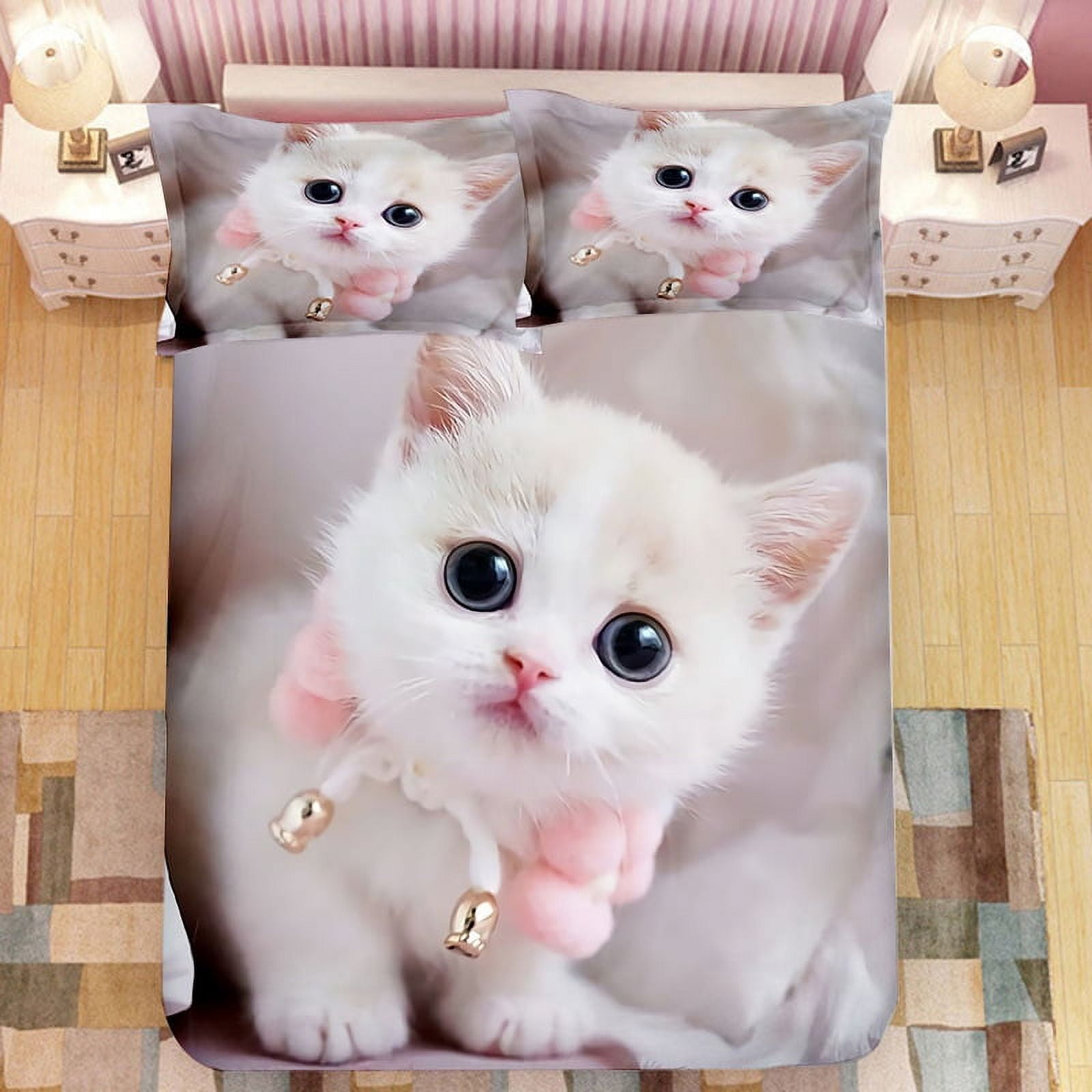 3pcs animal cat 3D printing quilt cover, Animals Design 3D Print Queen ...