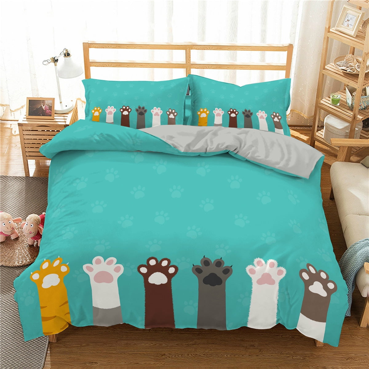 3pcs animal cat 3D printing quilt cover, Cats Print Quilt Cover for ...